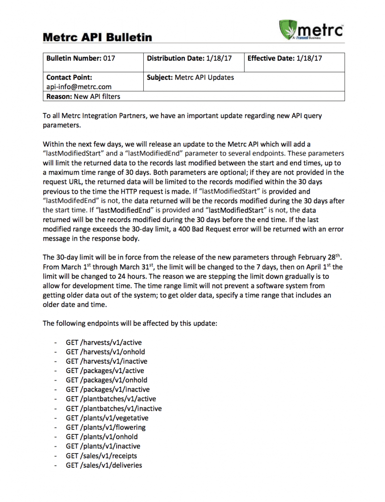 Metrc – Now access all of your Plant, Plant Batch, and Harvest Data ...